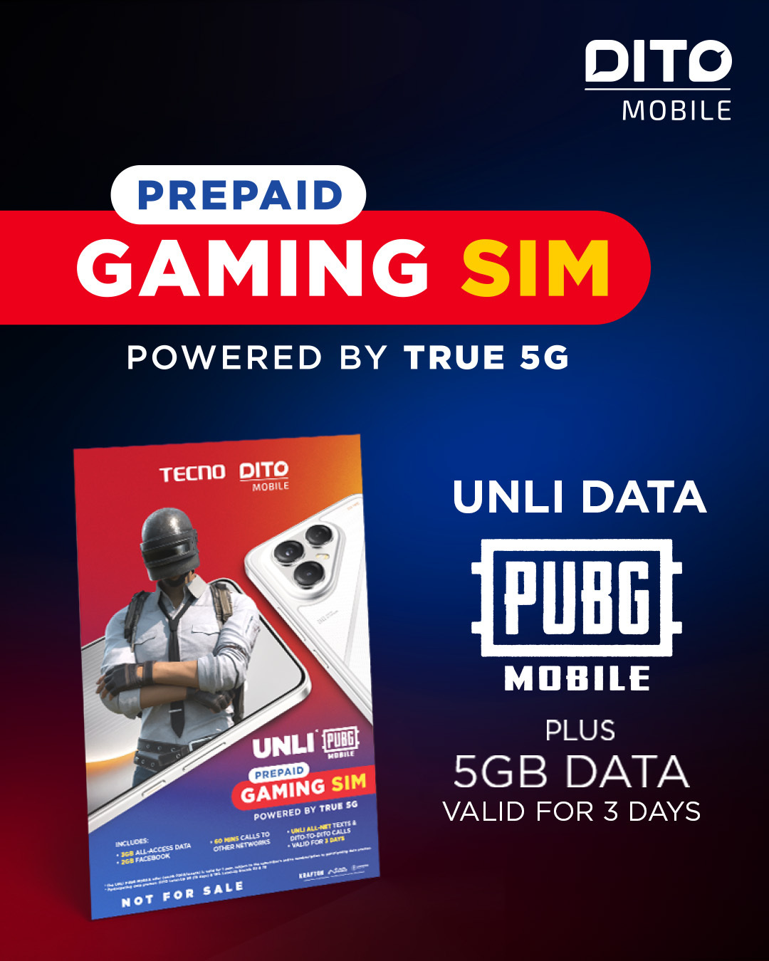 Buy Tecno Pova & Get DITO SIM with Unli PUBG Data Access